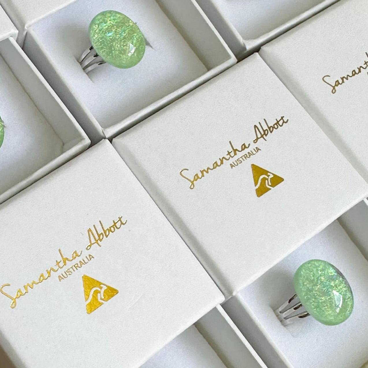 flourescent green ring – Samantha Abbott Glass